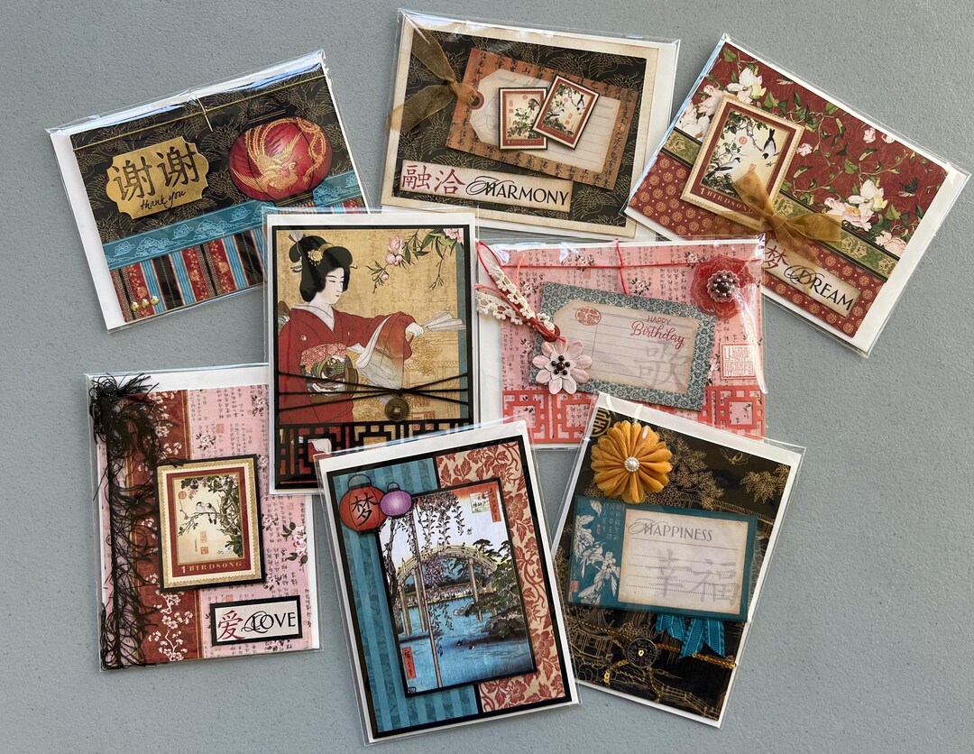 Pretty Asian Inspired Greeting Cards. Handmade, Beautiful Details ...