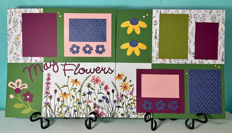 MAY FLOWERS 12x12 Two Page Scrapbook Layout Kit or Pre-made - Etsy
