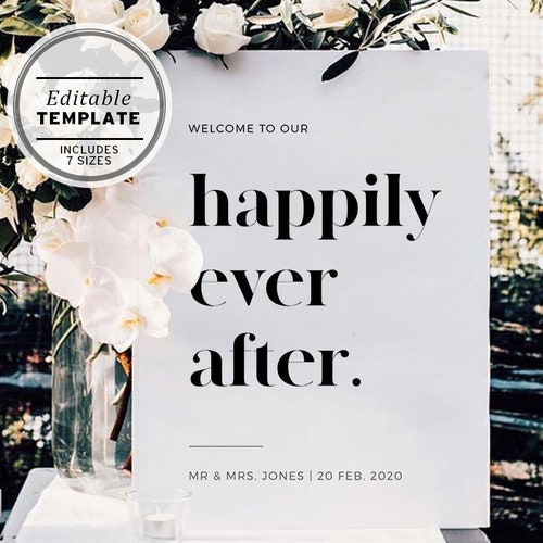 Happily Ever After Party Wedding Sign Template Wedding - Etsy