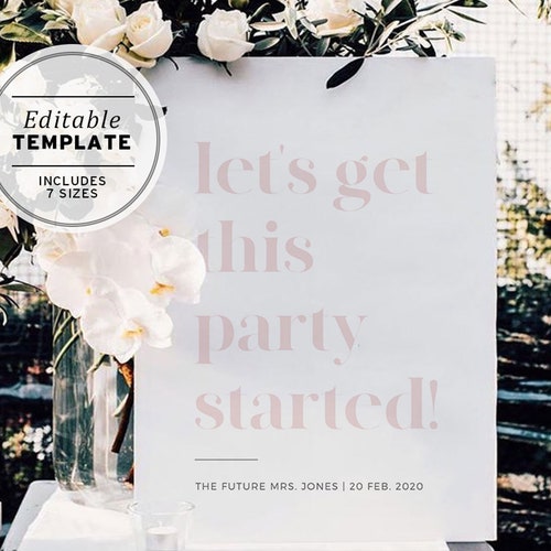 Lets Get This Party Started Bridal Shower Welcome Sign - Etsy