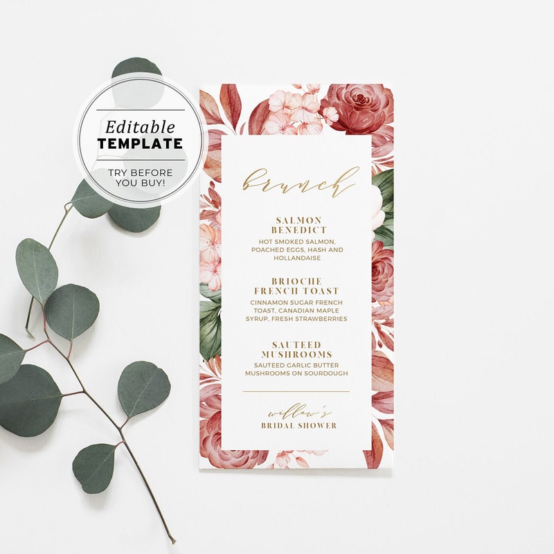 Brunch Menu Printable - Etsy