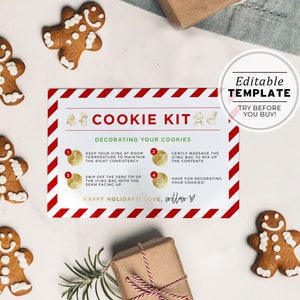Editable DIY Cookie Decoration Kit Card, Christmas Gift Tag Printable ...