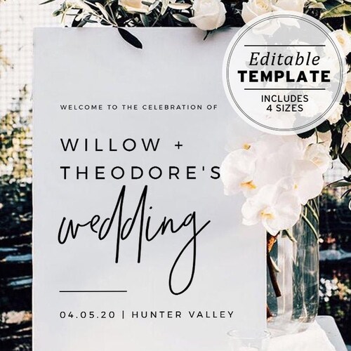 Juliette Wedding Welcome Sign Template Minimalist Wedding - Etsy