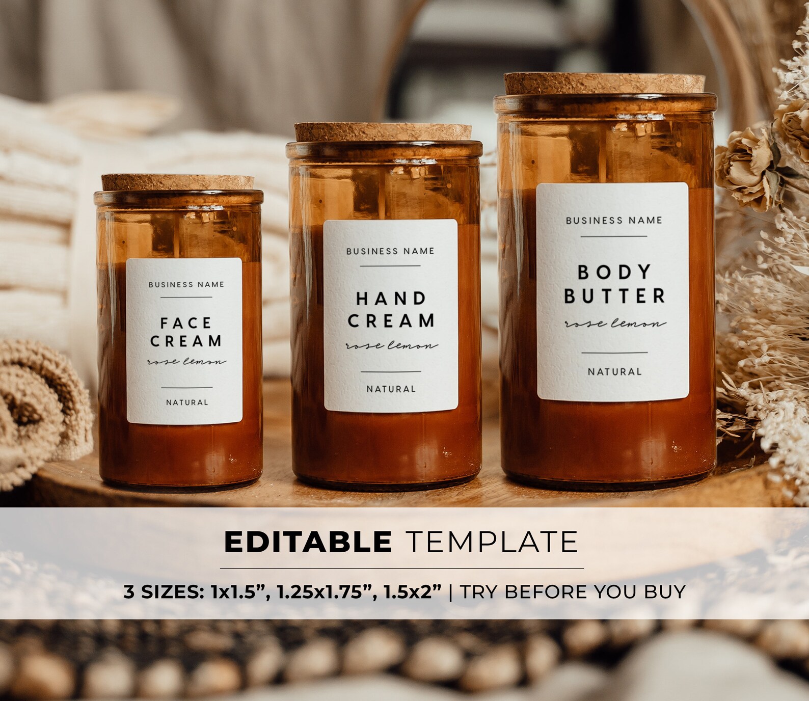 Minimalist Jar Labels Template 3 Sizes Small Business - Etsy