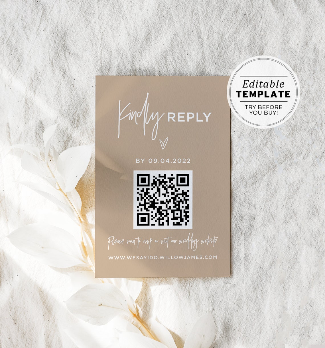 Nue Minimalist QR Code Response Card, Qr Code Rsvp Card, Rsvp Online ...