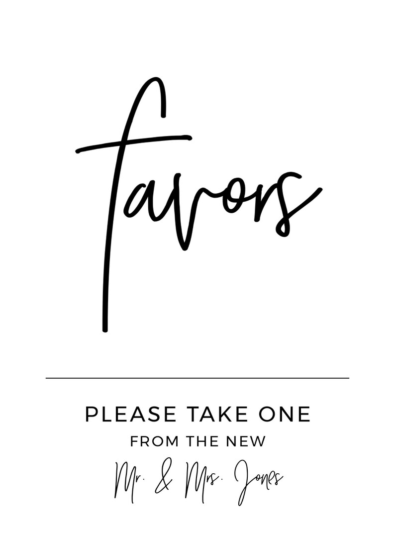Juliette Minimalist Favor Sign PRINTABLE EDITABLE TEMPLATE - Etsy