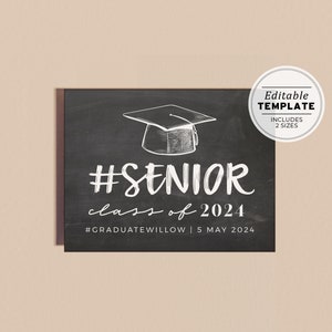 Chalkboard Look Printable Senior Graduation, Senior Pictures Photo Prop ...