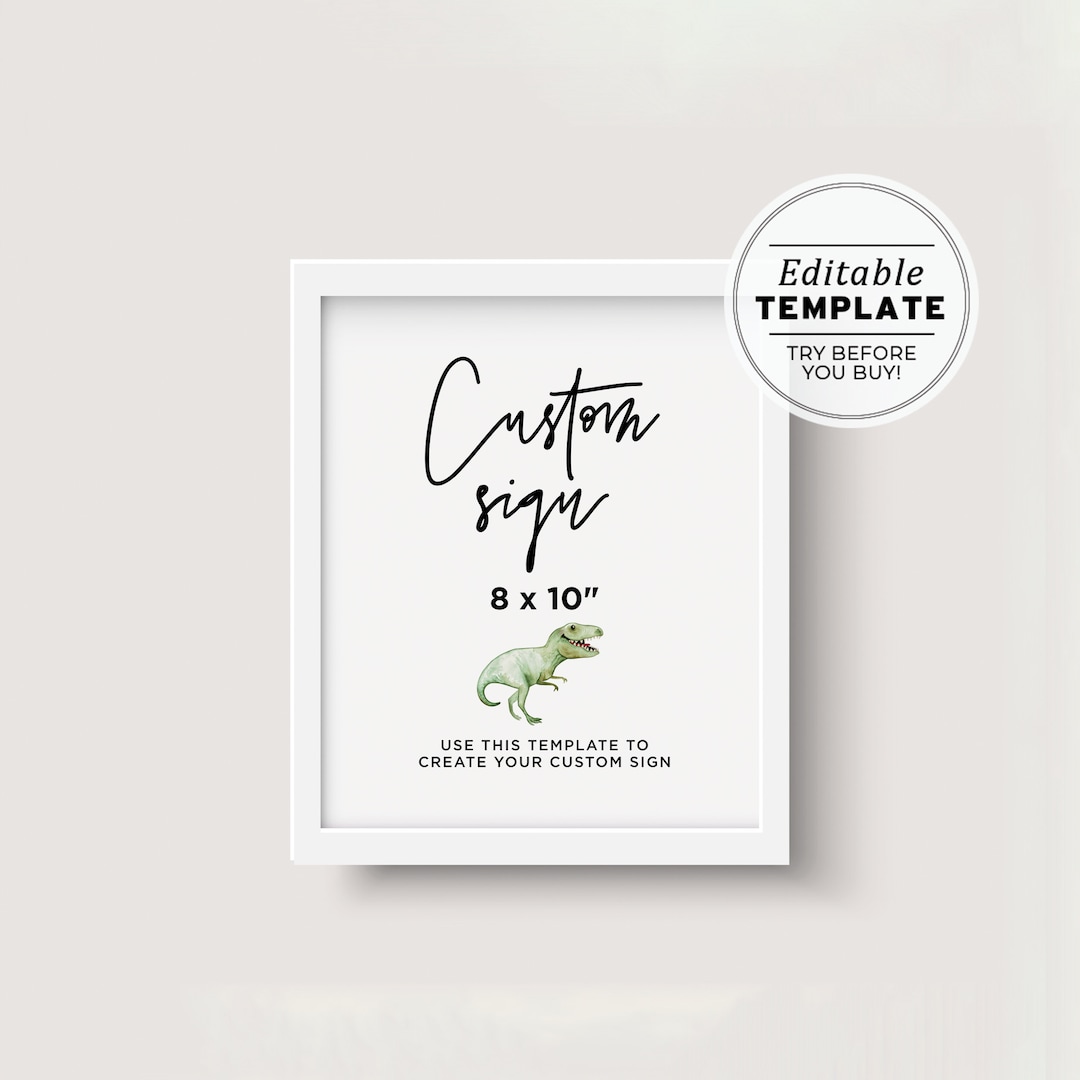 Dino Island Dinosaur Theme Customizable Blank Sign Printable Template ...