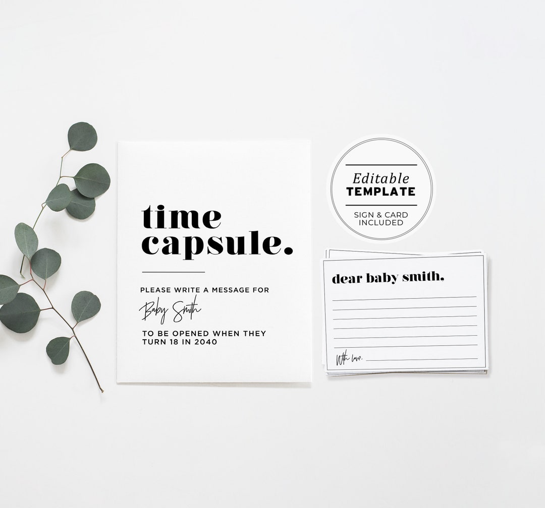 Time Capsule Template, First Birthday Time Capsule, Baby Shower Time ...