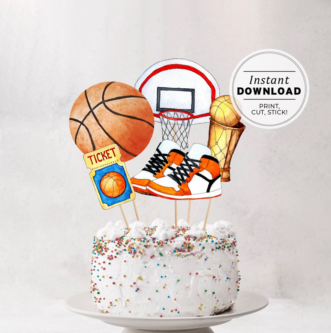 Printable Basketball Cake Topper Watercolor Basketball - Etsy