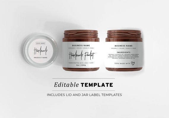 Juliette Minimalist Custom Jar Label and Lid Sticker Printable - Etsy