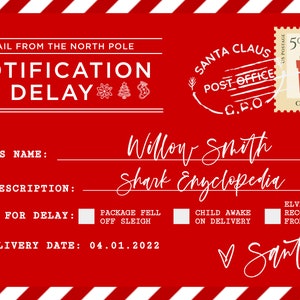 Editable Delayed Christmas Gift Printable Christmas Gift Voucher, Late ...