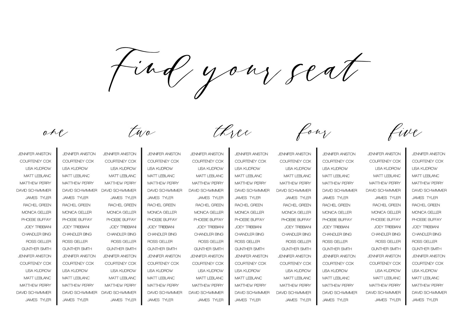 Long Table Wedding Seating Chart Editable Template Printable - Etsy