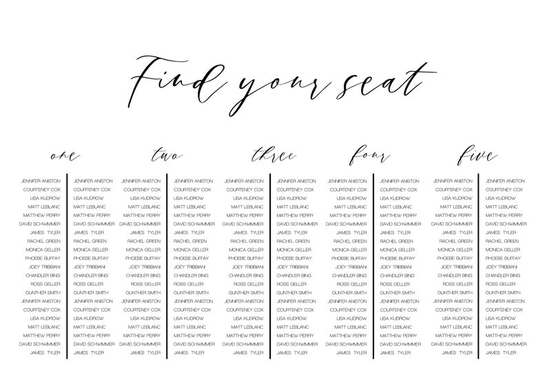 Long Table Wedding Seating Chart Editable Template Printable | Etsy
