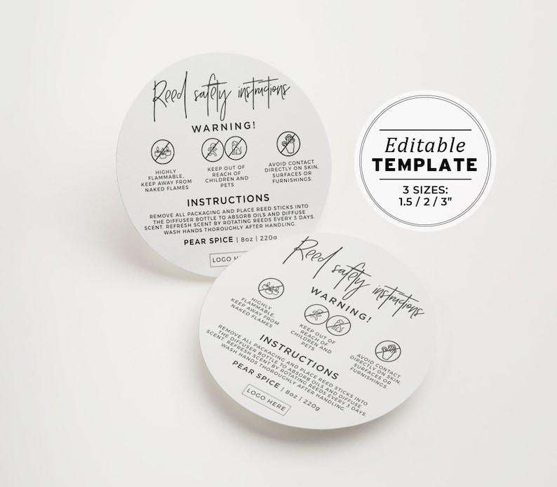 Minimalist Reed Diffuser Warning Label Template, Reed Diffuser Safety ...