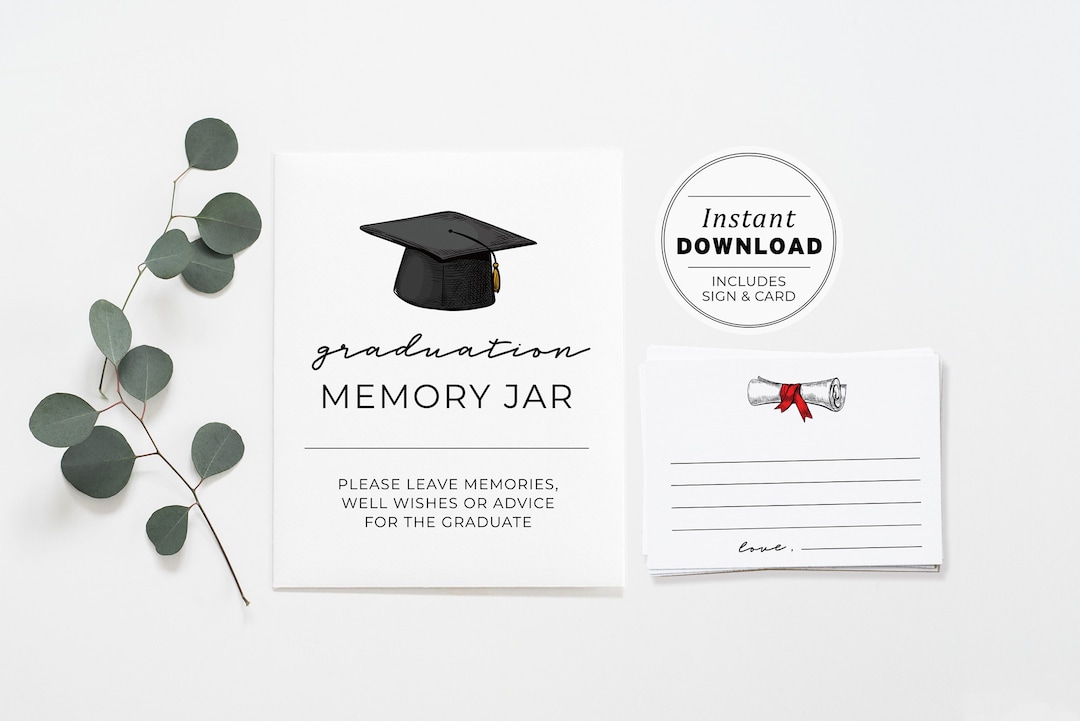 Graduation Party Memory Jar Sign and Cards, Minimalist Graduation ...