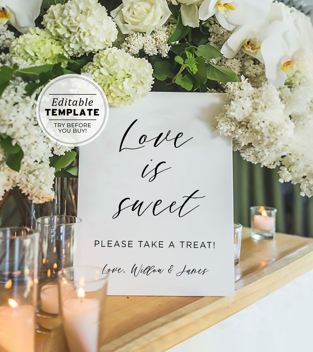 Classic Modern Wedding Dessert Table Love is Sweet Sign, Printable ...