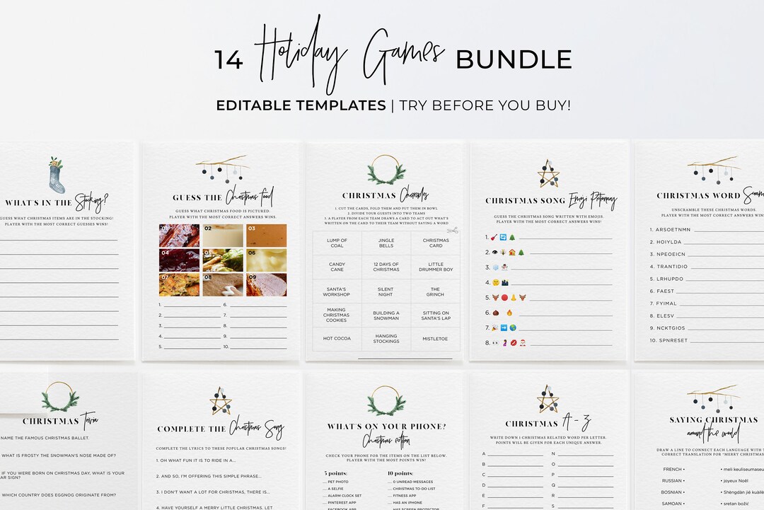 14 Christmas Party Games Bundle, Holidays Party Games, Christmas Family ...