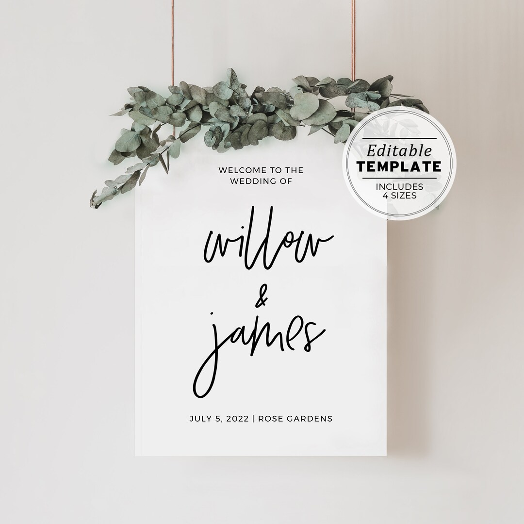 Juliette Wedding Welcome Sign Template, Minimalist Wedding Welcome Sign ...