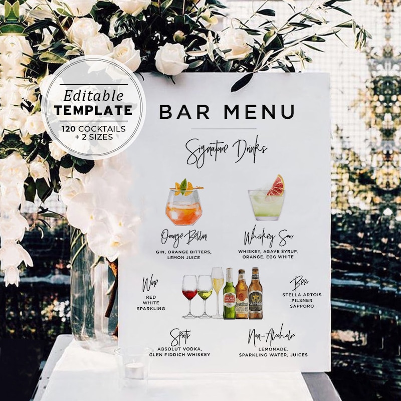 Bar Menu Template - Etsy