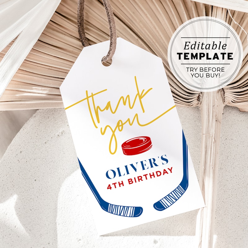 Hockey Favor Tag Editable - Etsy