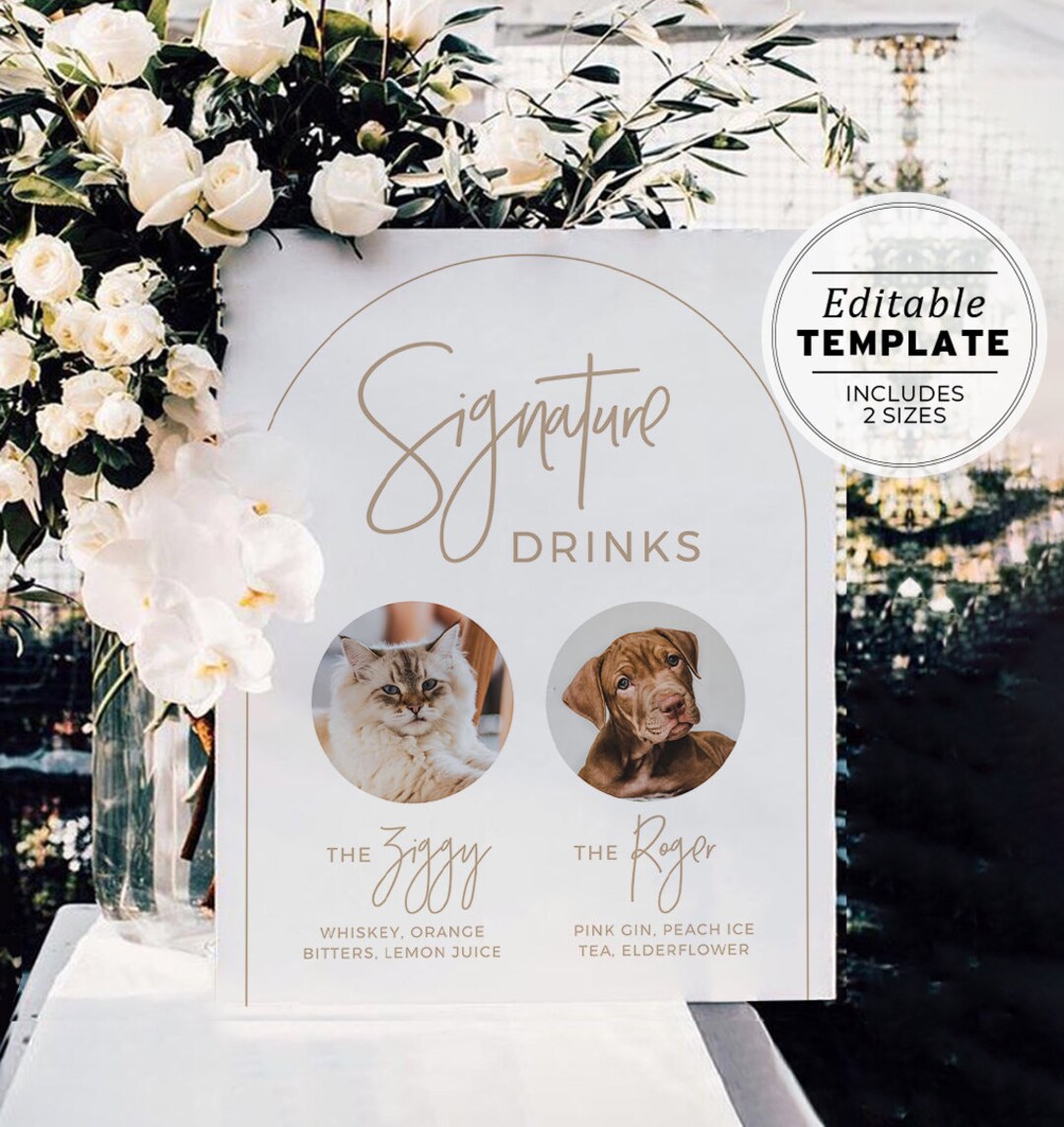 Nue Arch Furbaby Bar and Drinks Menu Sign, Cats and Dogs Bar Menu, Bar ...