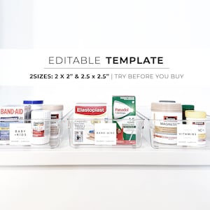 Minimalist Medicine Cabinet Label Template, Home Organization Labels ...