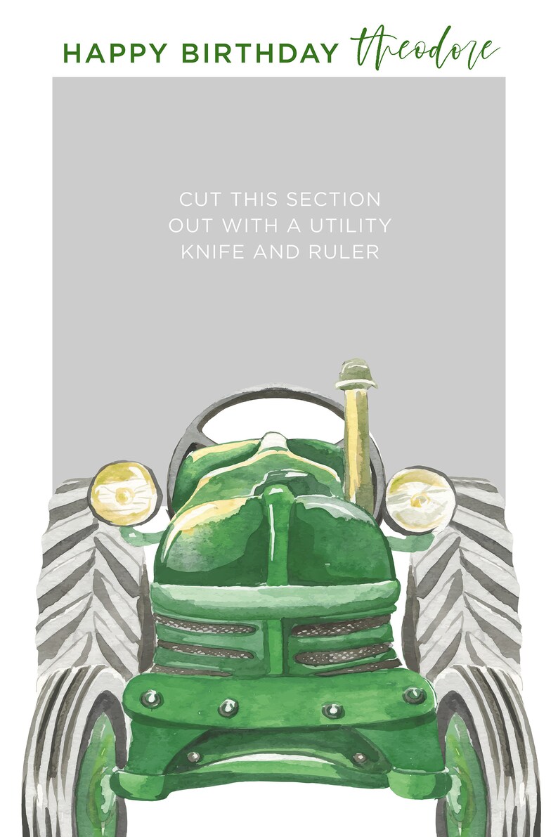 Green Tractor Photo Prop Frame Template Farm Birthday Party - Etsy