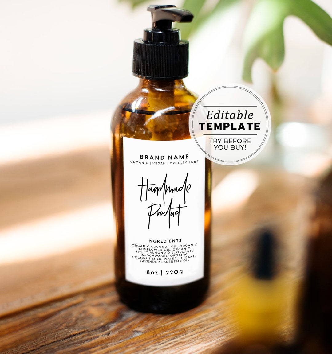 Minimalist Custom Label Template - 3 Sizes: 3.5x1.5" / 4x2" / 4.5x2.5 ...