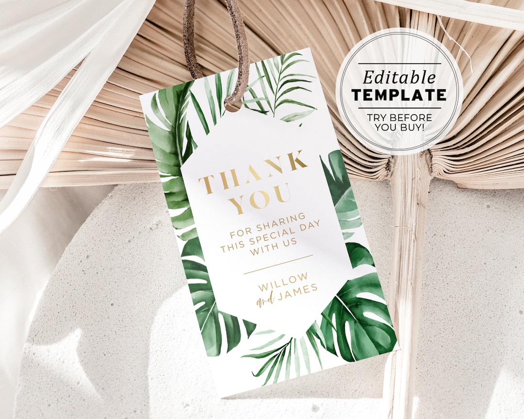 Tui Tropical Leaf & Gold Custom Swing Tag or Sticker Printable ...