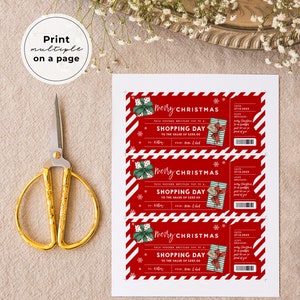 Printable Shopping Spree Christmas Gift Voucher, Shopping Day Gift ...