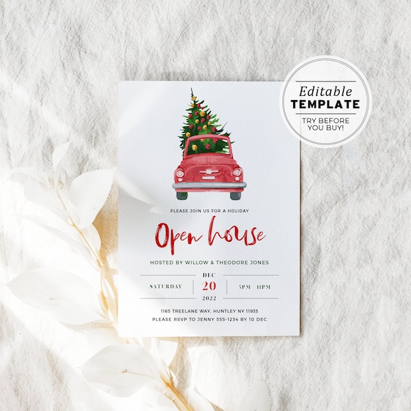 Holiday Open House Invitation Template - Etsy