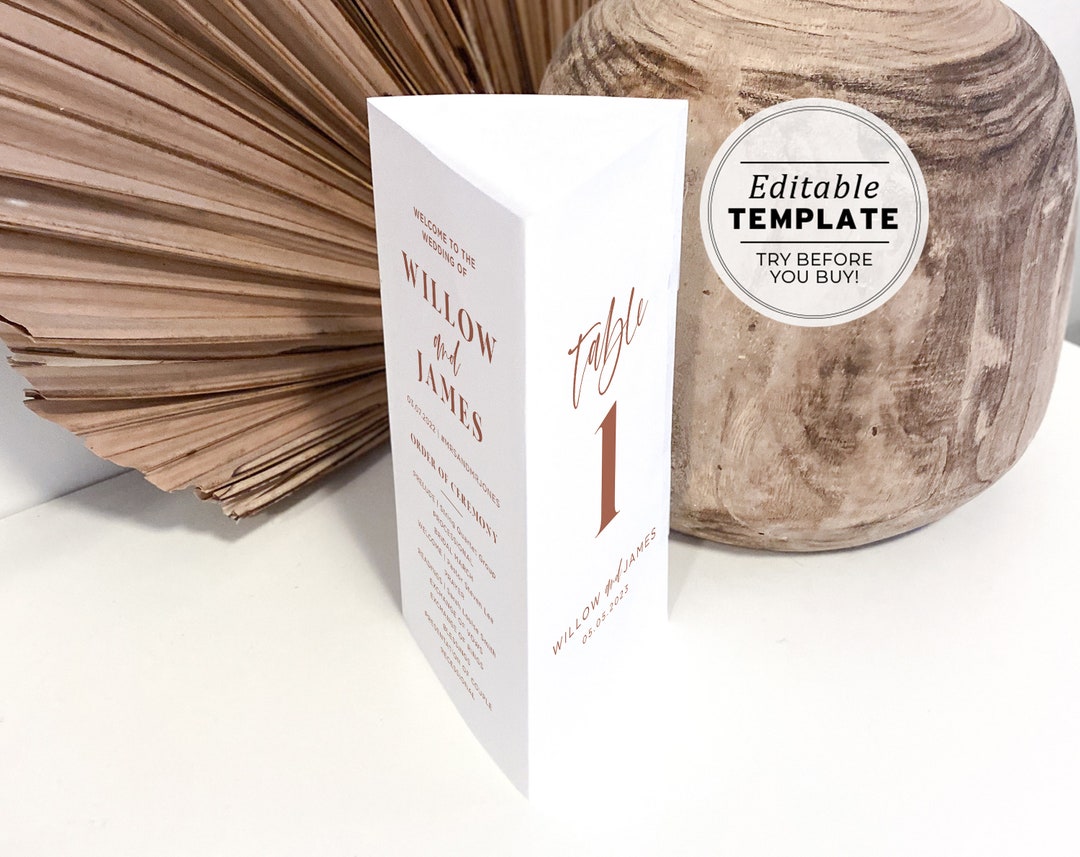 Ceramica Minimalist Tri-fold Table Number, Tri-fold Table Menu ...