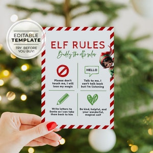 Elf Rules Sign, Christmas Elf Rules Sign, Printable | EDITABLE TEMPLATE ...