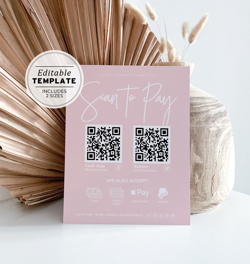 Payment Sign Template Scan to Pay Sign Scan to Pay Template | Etsy