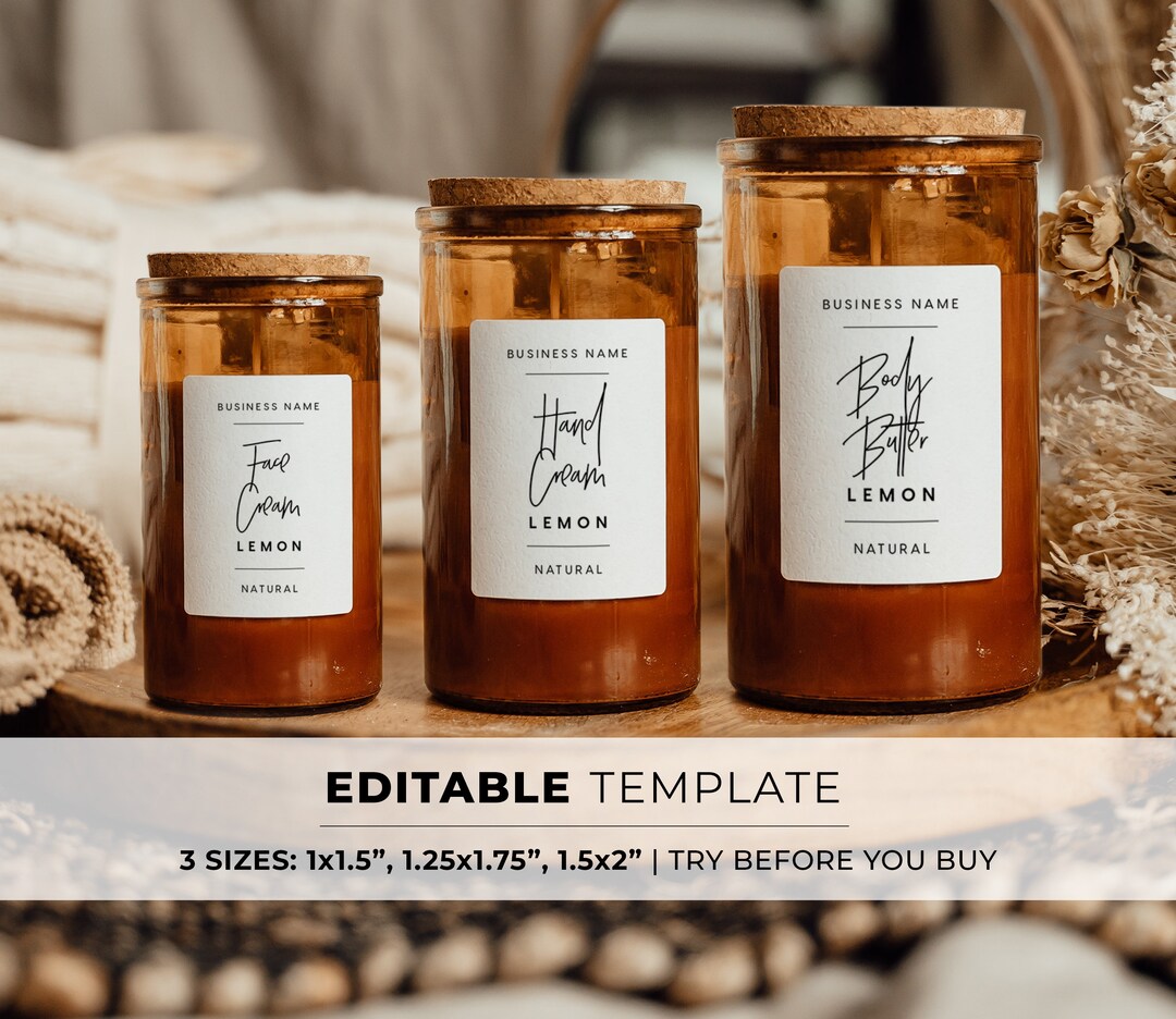 Minimalist Jar Labels Template 3 Sizes, Small Business Packaging Labels ...