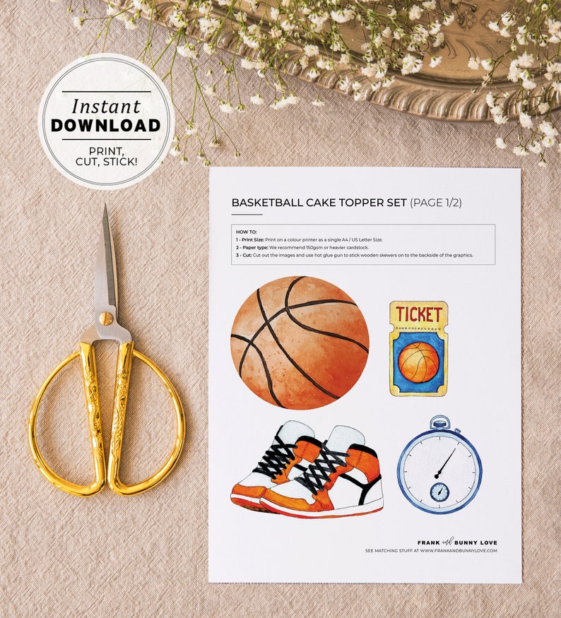 Printable Basketball Cake Topper Watercolor Basketball - Etsy