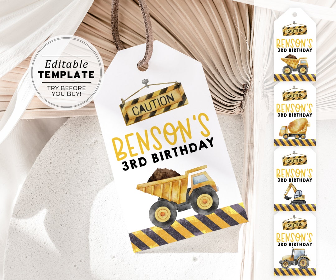 Construction Birthday Party Favor Tag, Builder Birthday Party Thank You ...