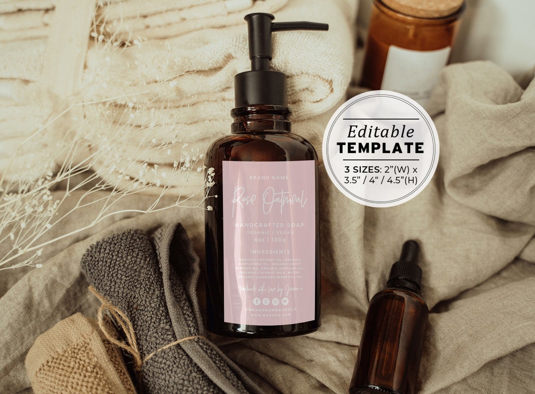 Blush Minimalist Custom Label Template - 3 Sizes: 2" X 3.5"/4"/4.5 ...