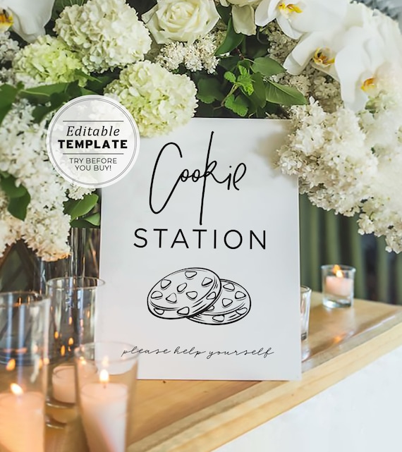 Juliette Minimalist Cookie Station Sign Printable EDITABLE - Etsy