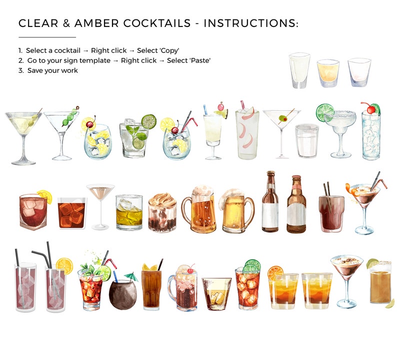 Bar Menu Template Watercolor Editable Drink Menu Sign - Etsy