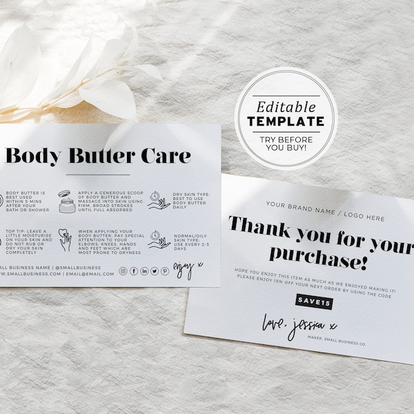 Body Care Thank You Card - Etsy