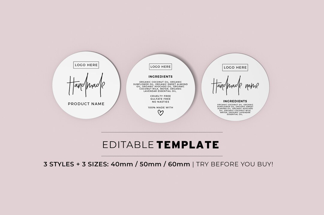 Ingredients Label Template, Round Jar Label, Product Label, Jar Sticker ...