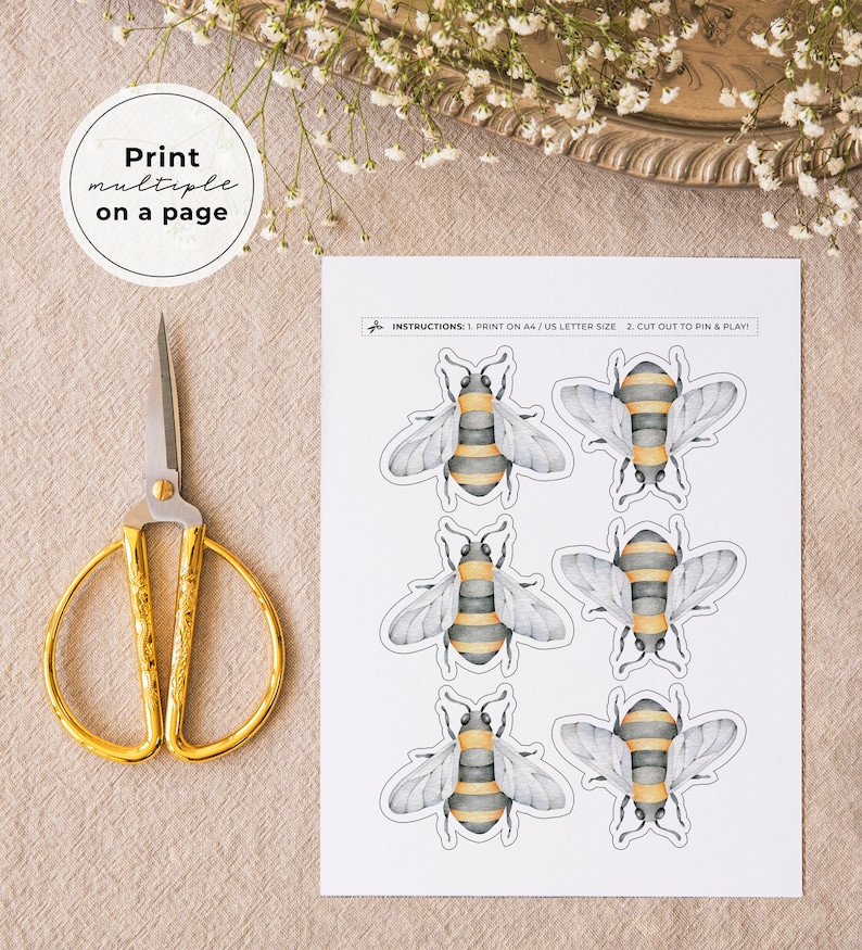 Pin the Bee on the Beehive Party Game Printable Poster, Birthday Party ...