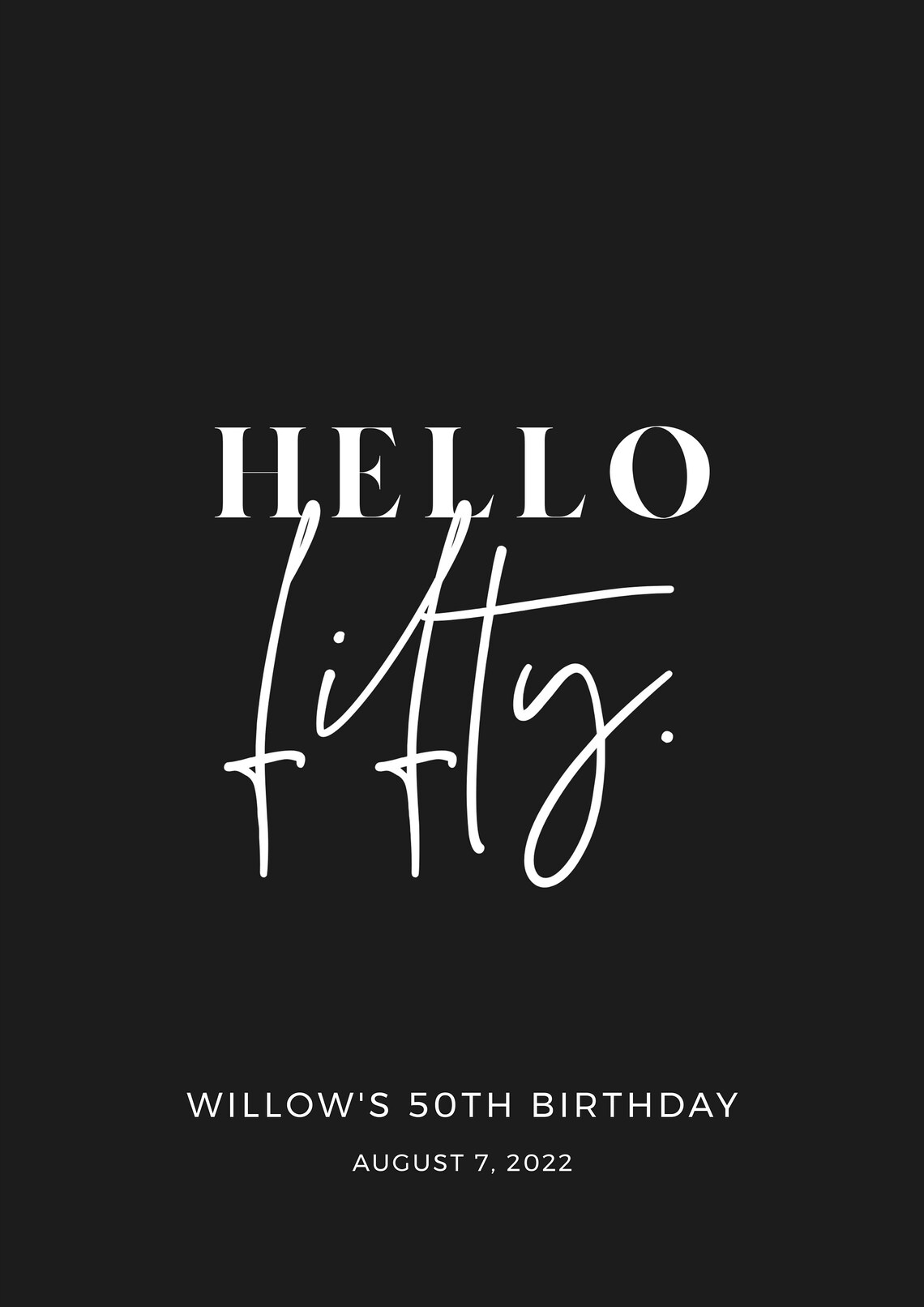 Willow Minimalist HELLO FIFTY 50th Birthday Party Welcome Sign - Etsy