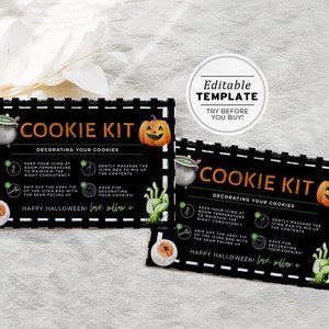 Editable Halloween Cookie Kit Card, Custom Halloween Treats, Trick or ...