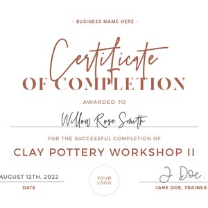 Ceramica Minimalist Certificate of Completion, Certificate of ...