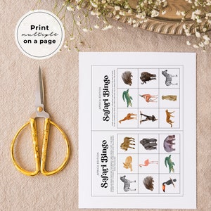 Safari Animal Bingo Kids Party Game, Printable Birthday Party Game ...
