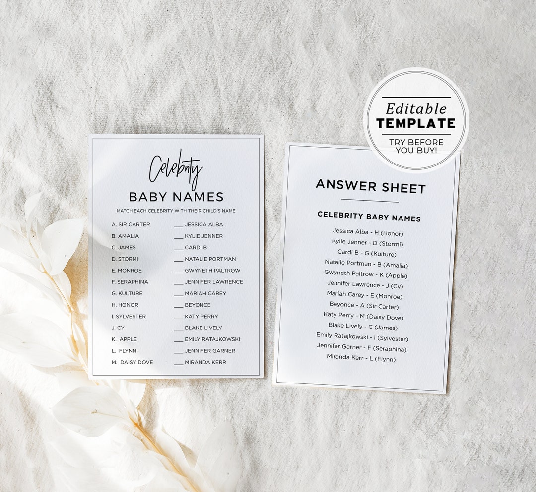 Juliette Celebrity Baby Name Match Game, Celebrity Parent Match ...