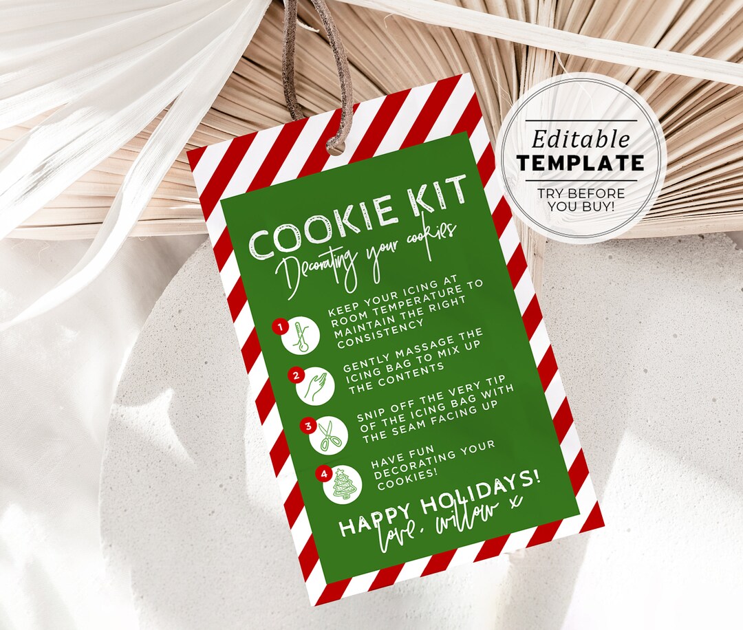 Editable DIY Cookie Decoration Kit Gift Tag, Christmas Gift Tag ...